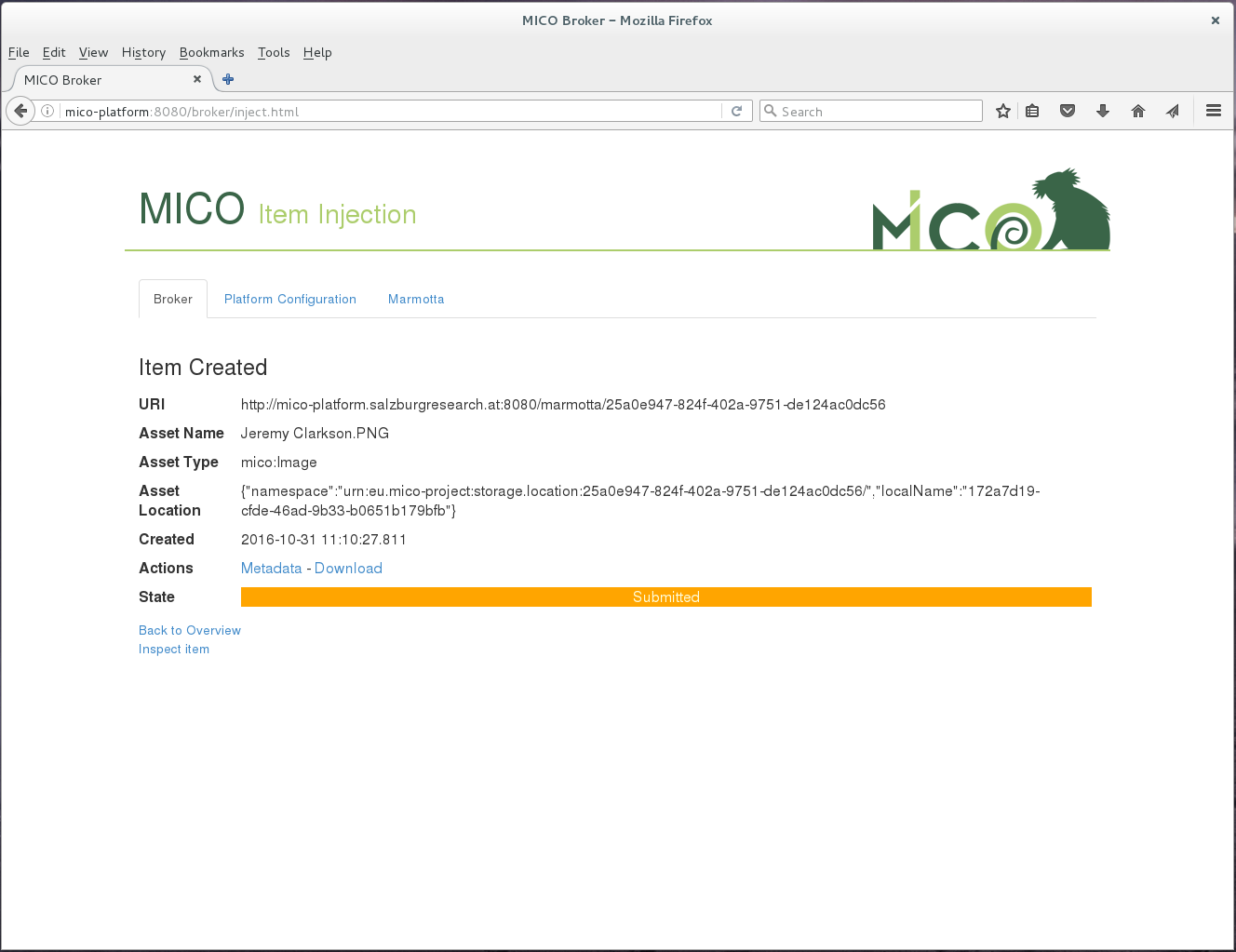 Content injection to a pre-defined workflow – Mico Project